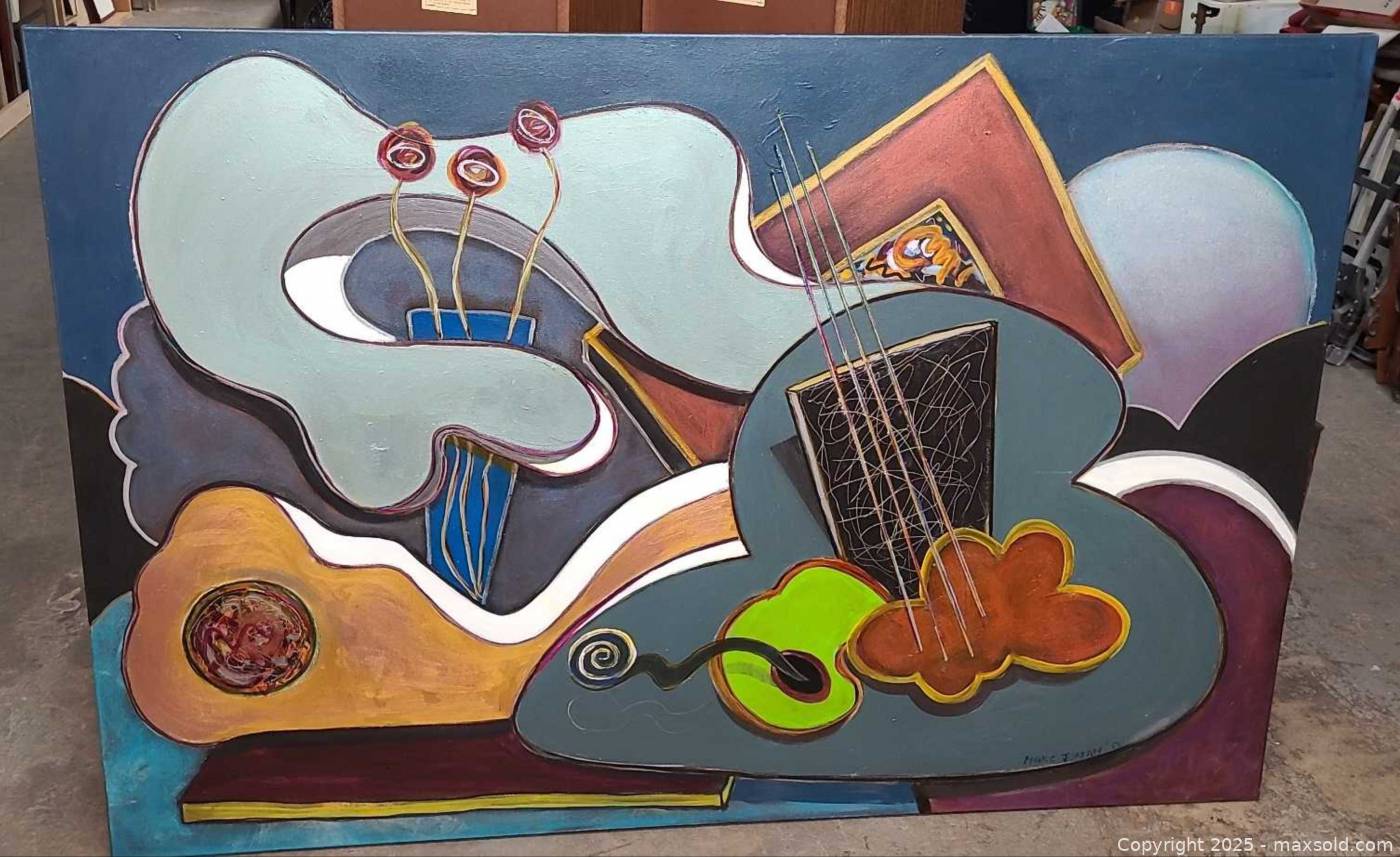 Marc Jordan Original Abstract Guitar Painting on Canvas, 72x47 ...