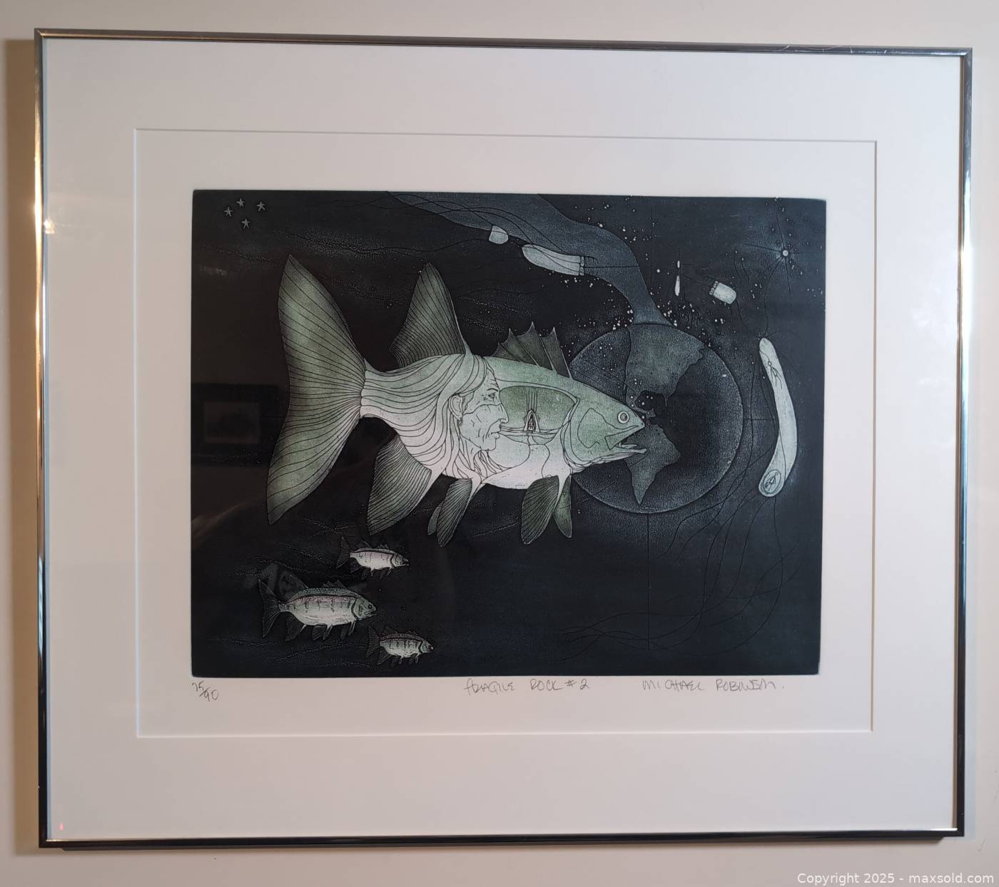 Michael Robert Robinson “Fragile Rock #2” Signed Indigenous Lithograph ...