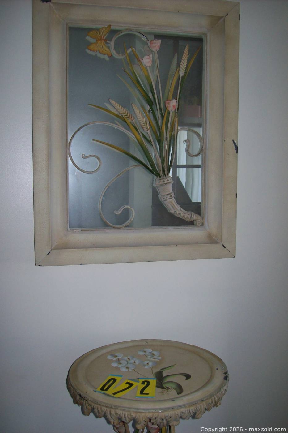 Floral Table with matching Mirror - New Distressed | Maxsold