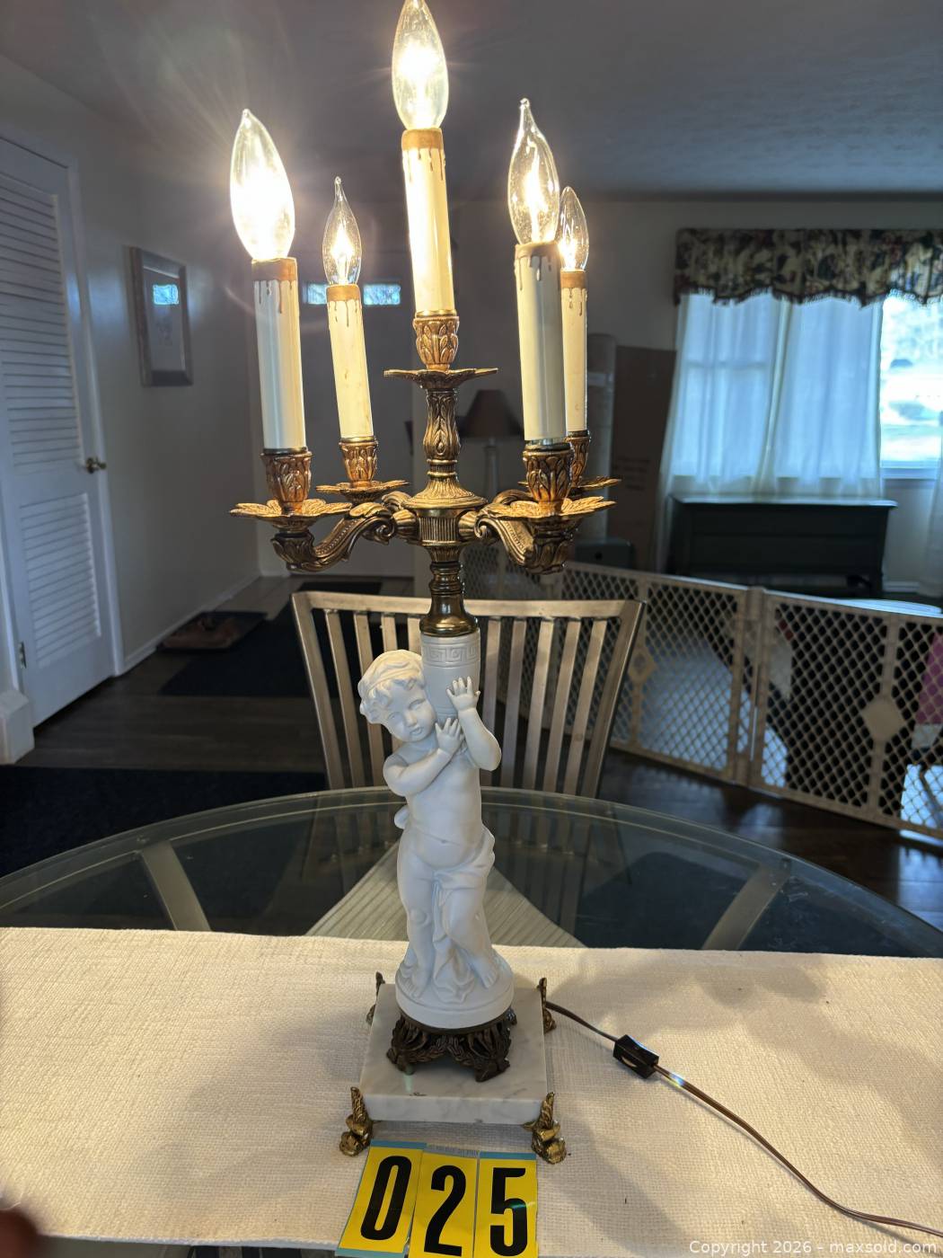 Vintage Ornate Cherub Electrified Candelabra | Maxsold