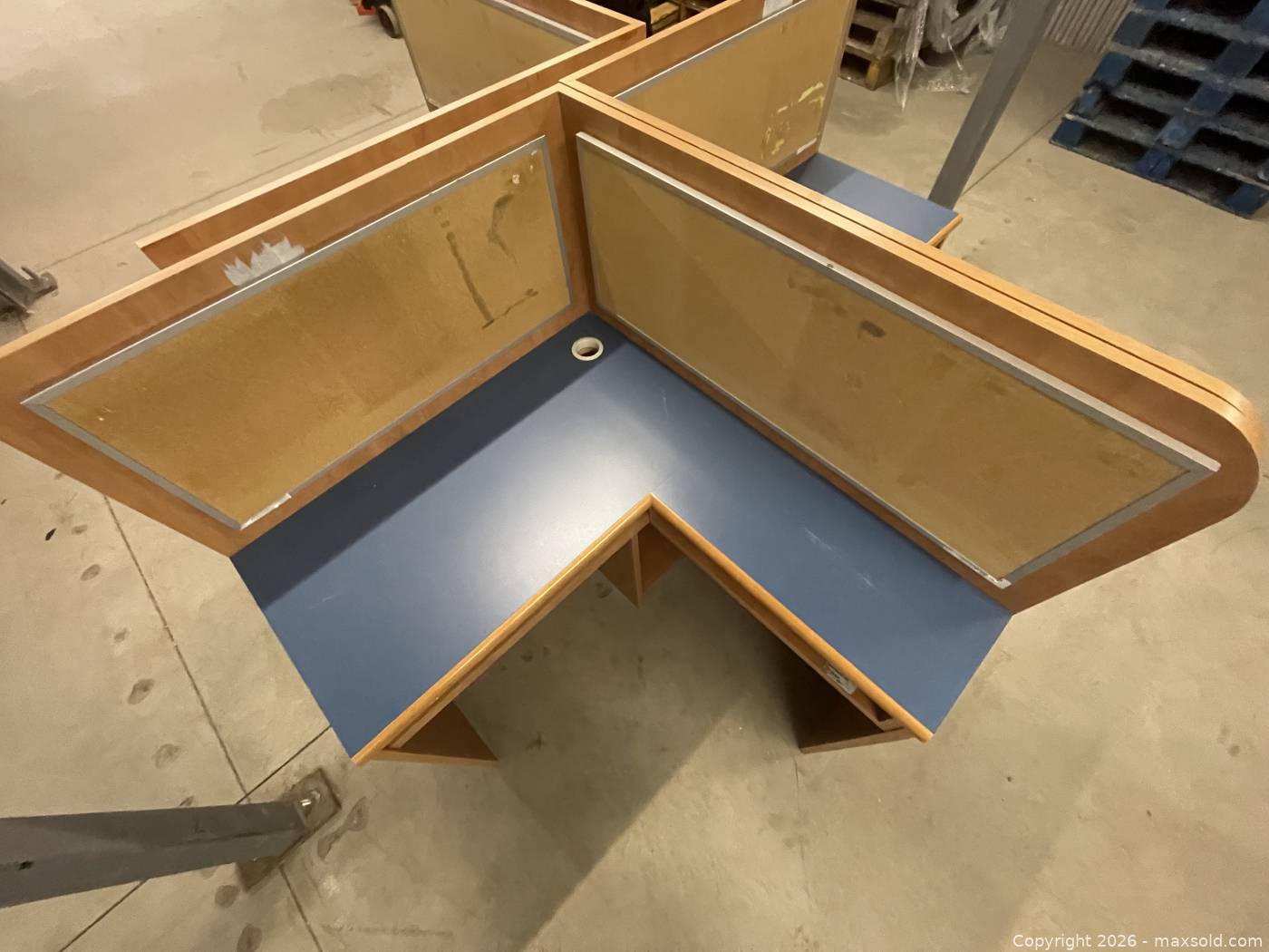 L-Shaped Corner Workstation with Blue Laminate Desktop (B) | Maxsold