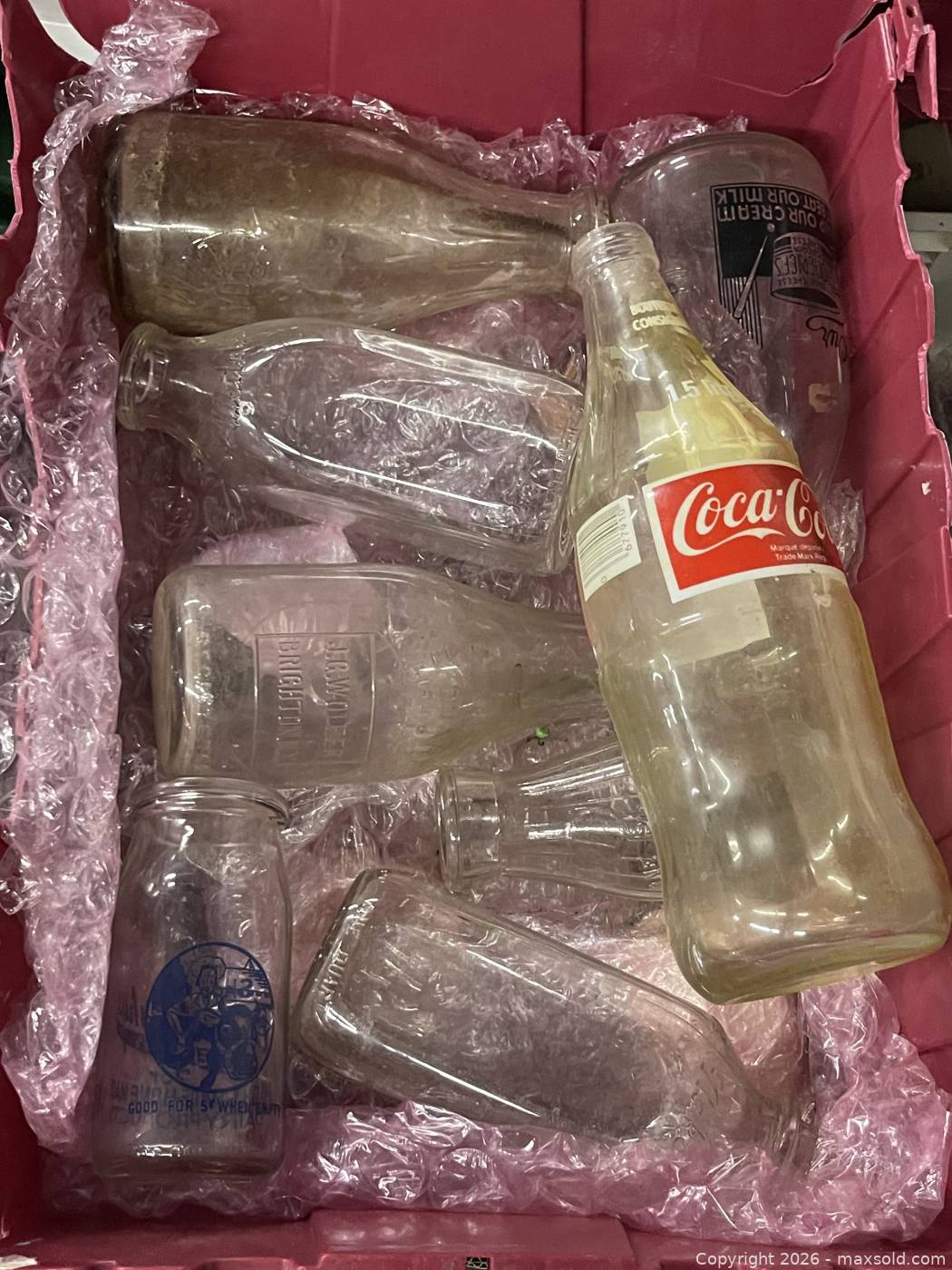 Lot of 6–10 Glass Milk, Soda & Collectible Bottles | Maxsold