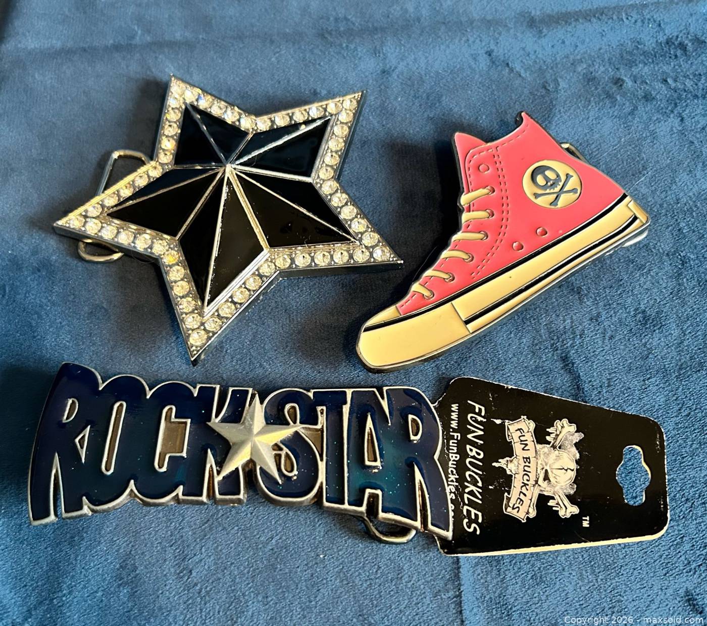 Novelty Belt Buckle Lot Rock Star Sneaker & Rhinestone Star Buckles Y2K ...