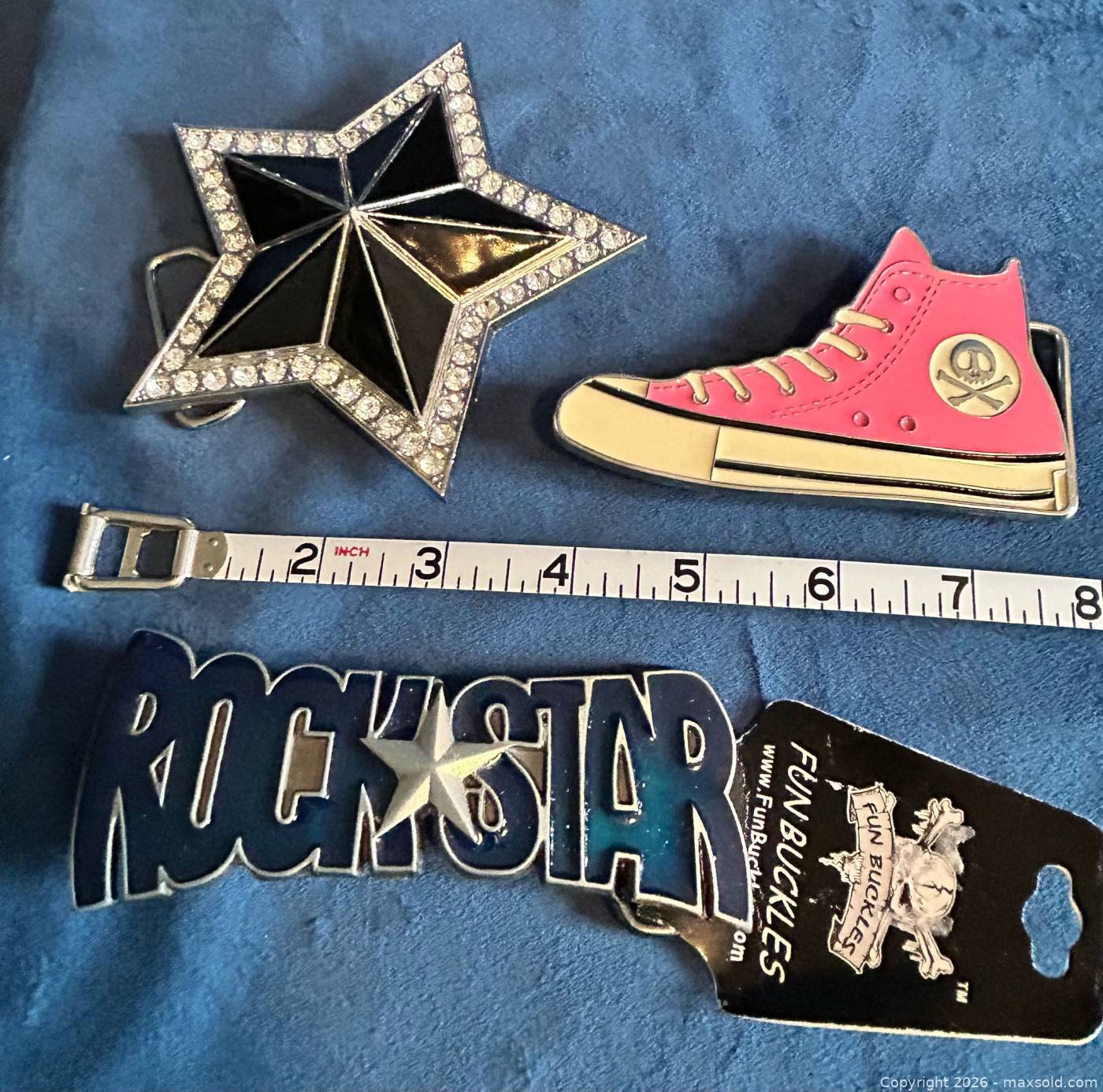 Novelty Belt Buckle Lot Rock Star Sneaker & Rhinestone Star Buckles Y2K ...