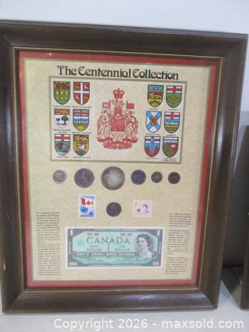 1967 Canada Centennial Coin, Stamp & Bill Framed Collection. 80% Silver ...