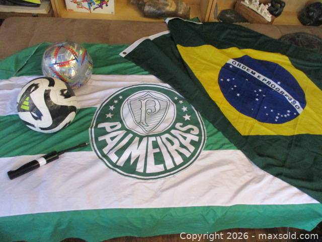 Two Brazil Soccer Flags 3 foot by 5 foot & Two Collected FIFA World Cup ...