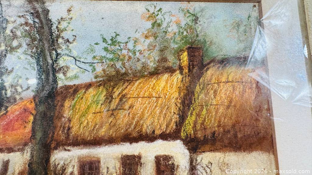 Vintage Chalk Pastel Drawing Framed | Maxsold