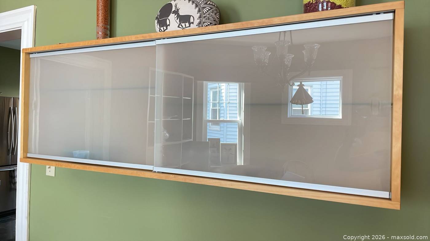 Wall-Mounted Maple Veneer Cabinet with Frosted Glass Doors | Maxsold
