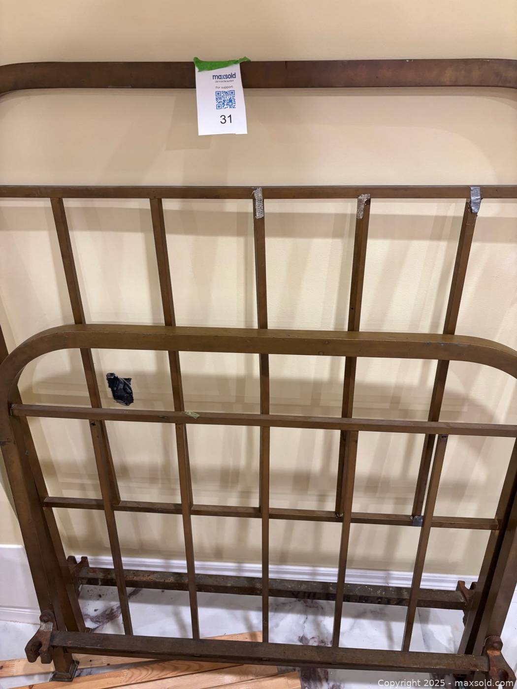 Heavy Antique Brass Single Bed Frame with Side Rails – 1929 Provenance ...
