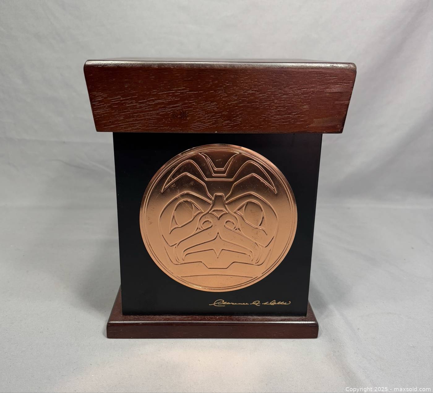 Haida West Coast Wood Copper Medallion Storage Box Clarence A Wells ...