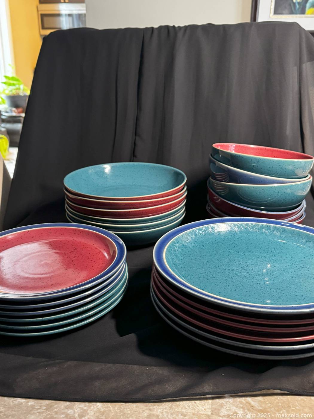 24 pieces of Vintage Denby Pottery Harlequin Dishes | Pickering ...