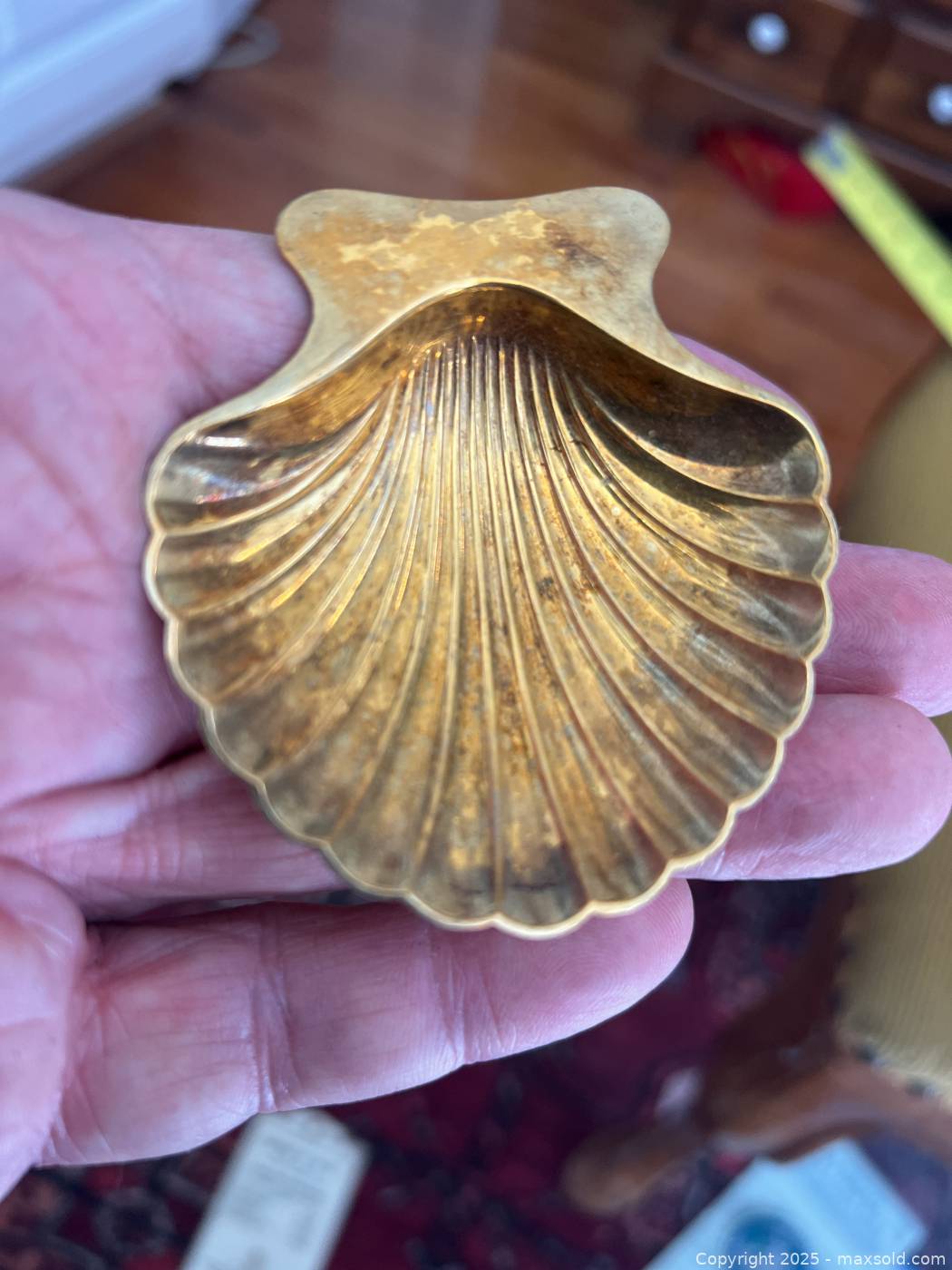 Tiffany Antique Gold Plated over Sterling Scallop Shaped Master Salt ...