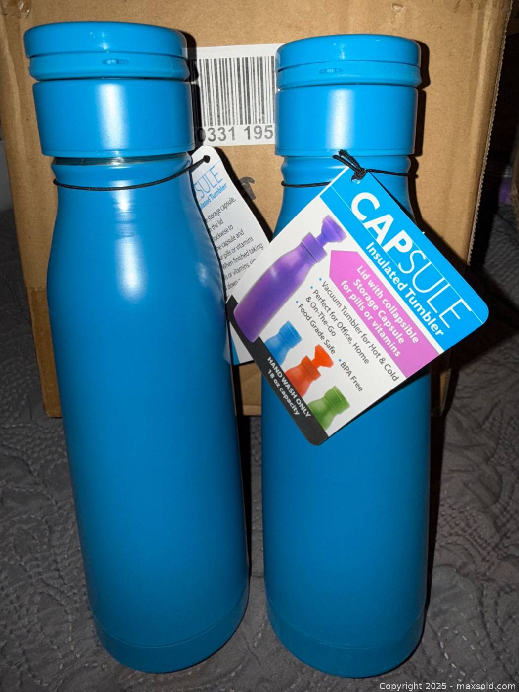 Two NEW CAPSULE 18-oz Insulated Tumblers with Storage Lid Blue ...