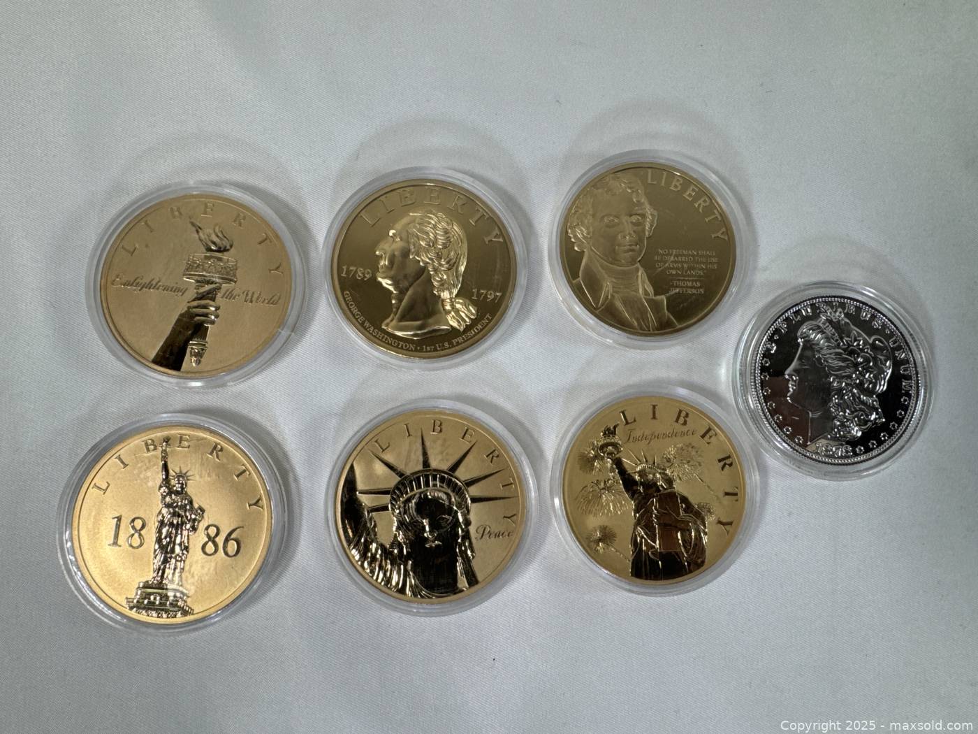 Assortment of non-precious metal, gold plated coins | Upland ...