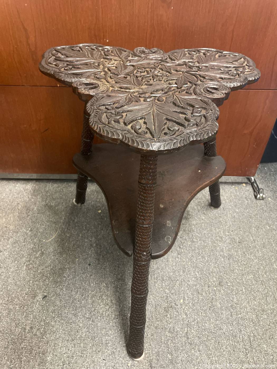 Vintage Wood Plant Stand with Carved Legs and Lower Shelf | Renfrew ...