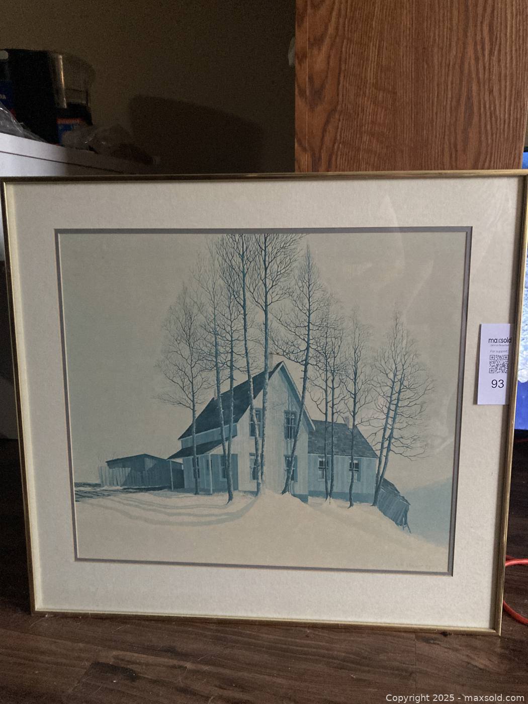 Framed Art Print of Farmhouse in Winter, artist is Alvin English ...