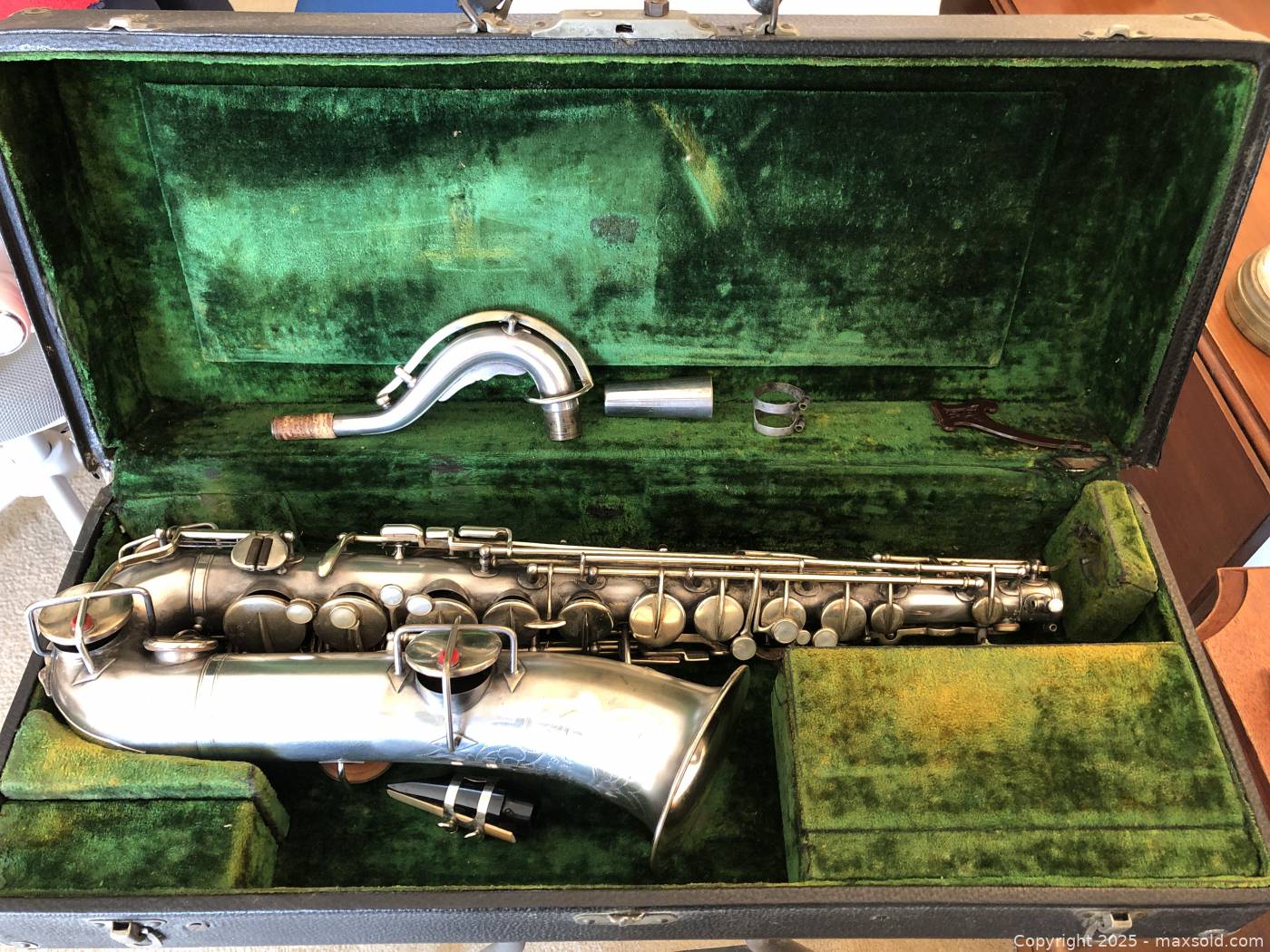 Antique Silver-Plated Buescher Saxophone with Green Interior Case ...