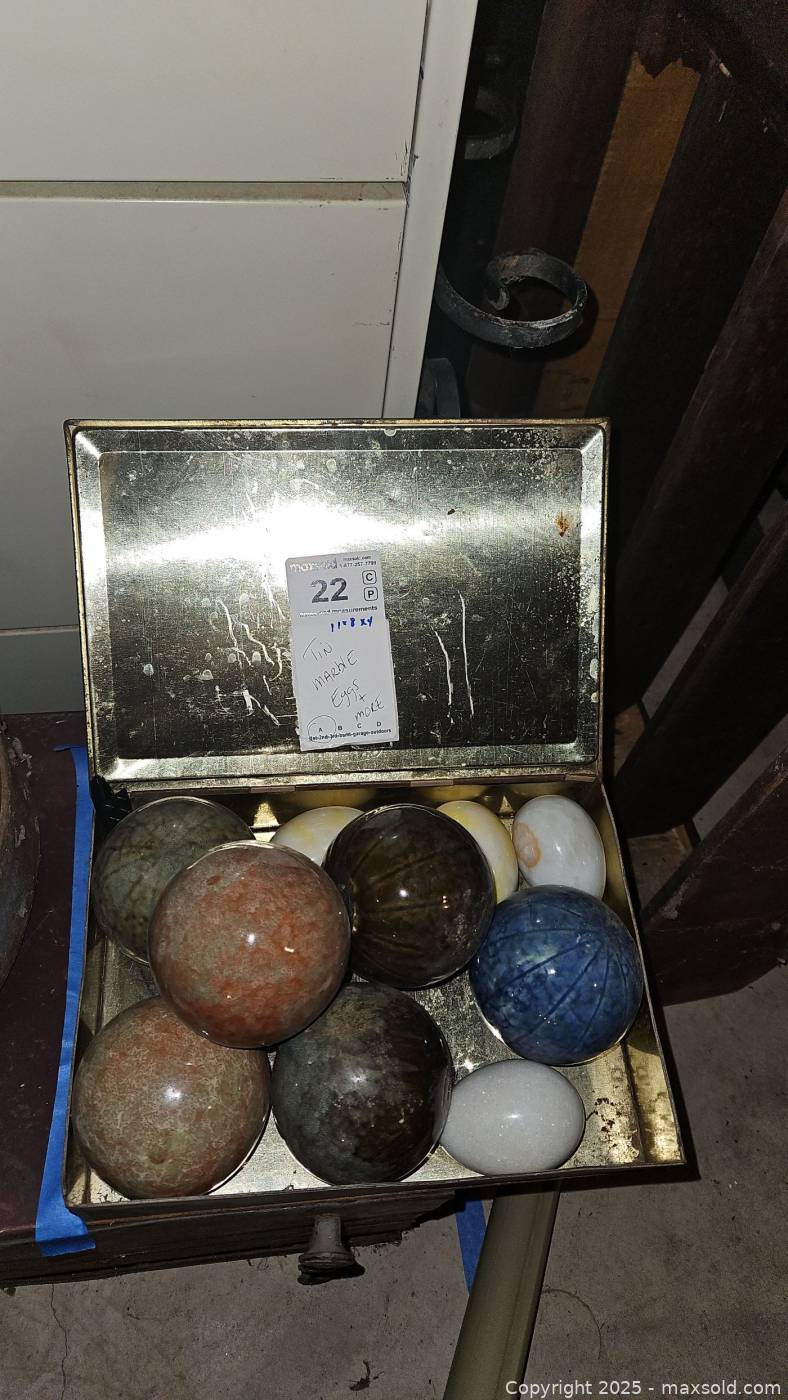 Tin Box With Marble Eggs, Spheres A | Lansdale (Pennsylvania, USA ...
