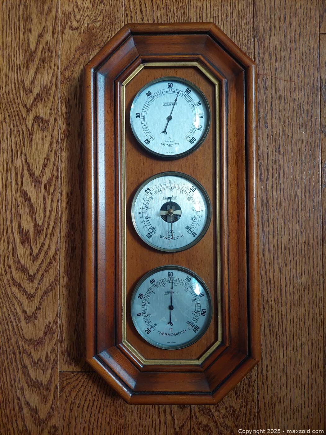 Vintage French Made - Wood Cased Springfield Barometer, Thermometer ...