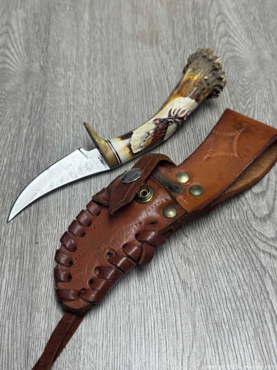 Stag Horn Hunting Cutting Utensil & Leather Sheath | Cocoa (Florida ...