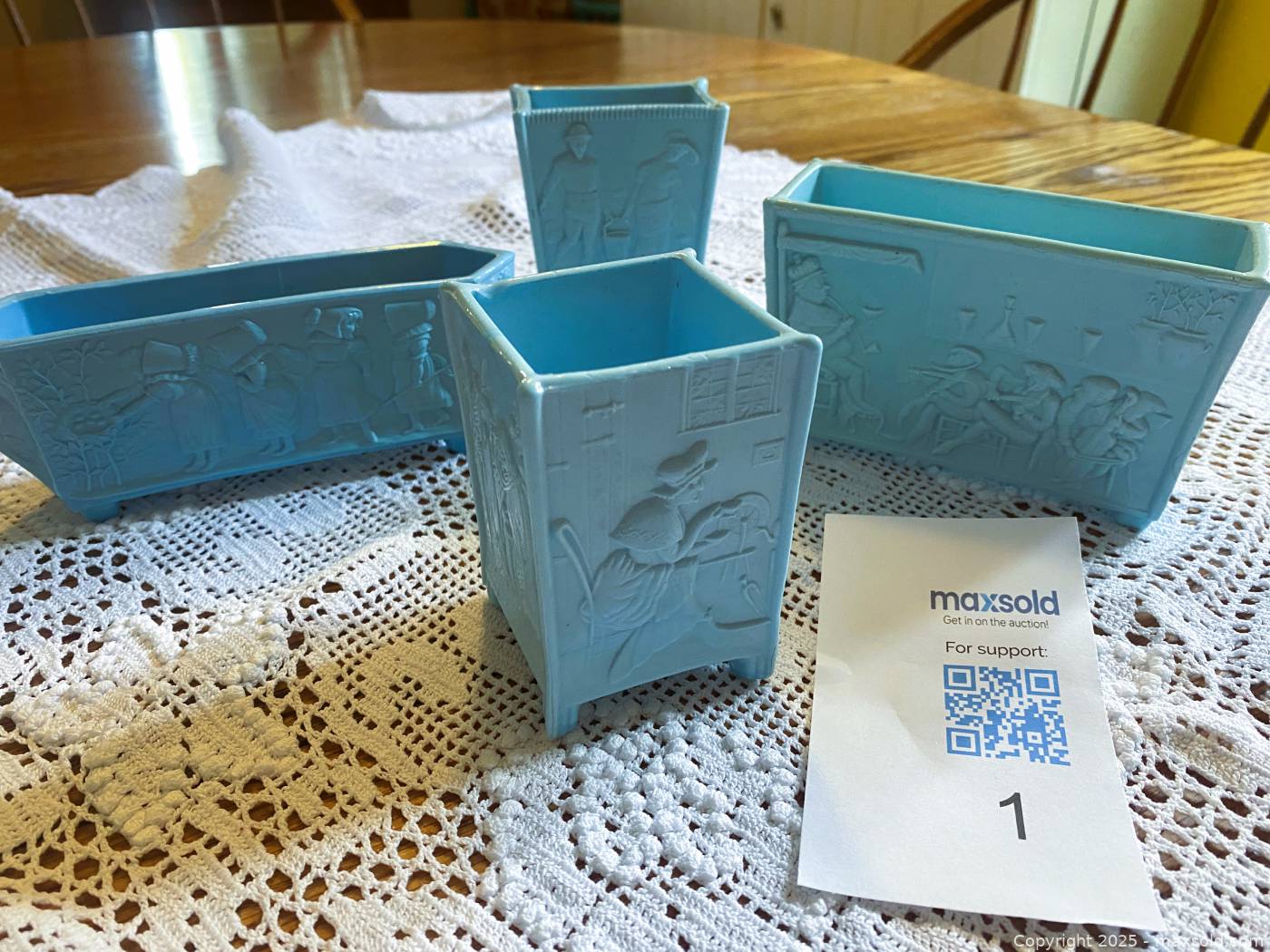 Lot of 4 Antique (Victorian) c 1870s Sowerby (England) Blue Pressed ...