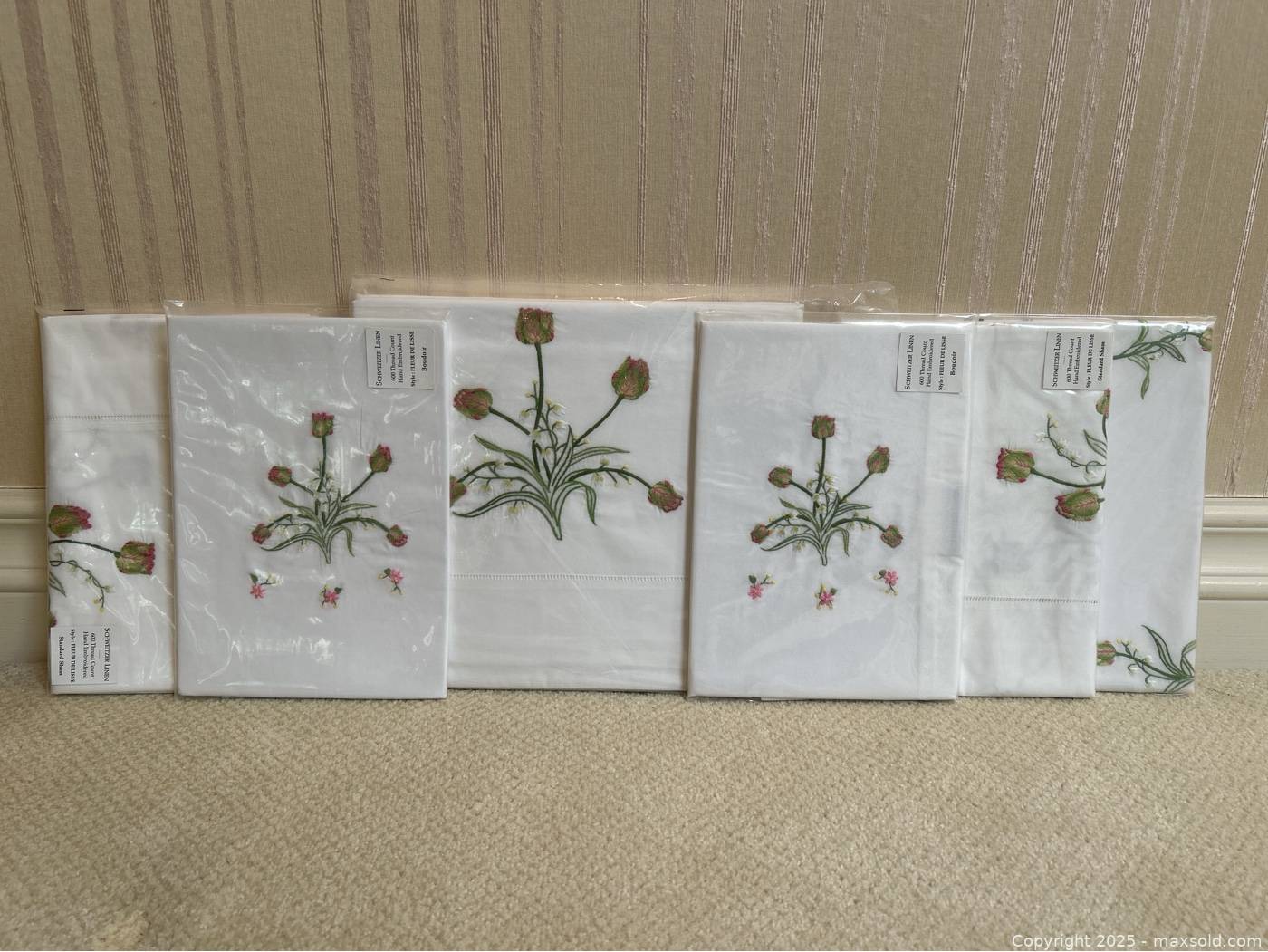 Schweitzer Linen Hand Embroidered Queen Size Sheet Set Brand New ...