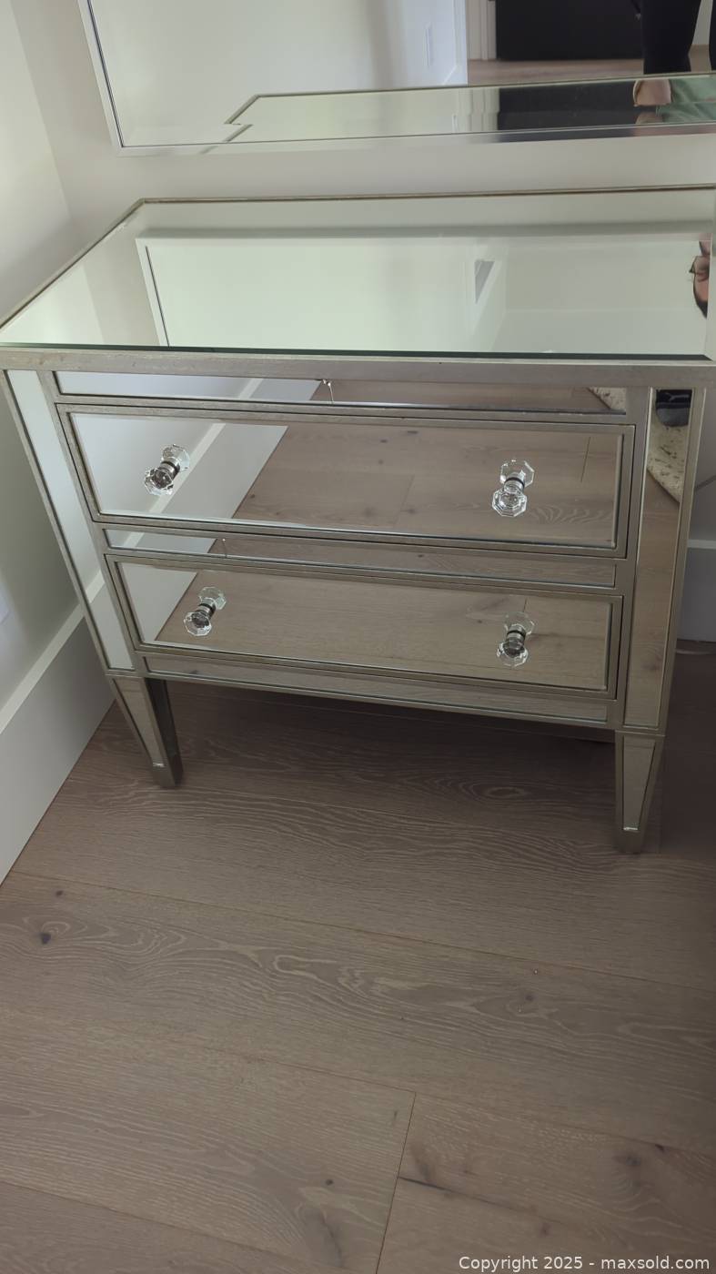 Sleek Mirrored Night Stand with Two Drawers | Halton Hills (Ontario ...
