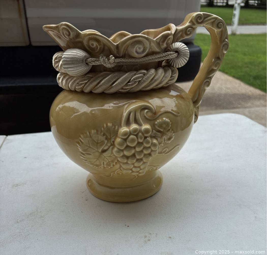 Large Vintage Beige Ceramic Pitcher | Decatur (Georgia, USA) SELLER ...