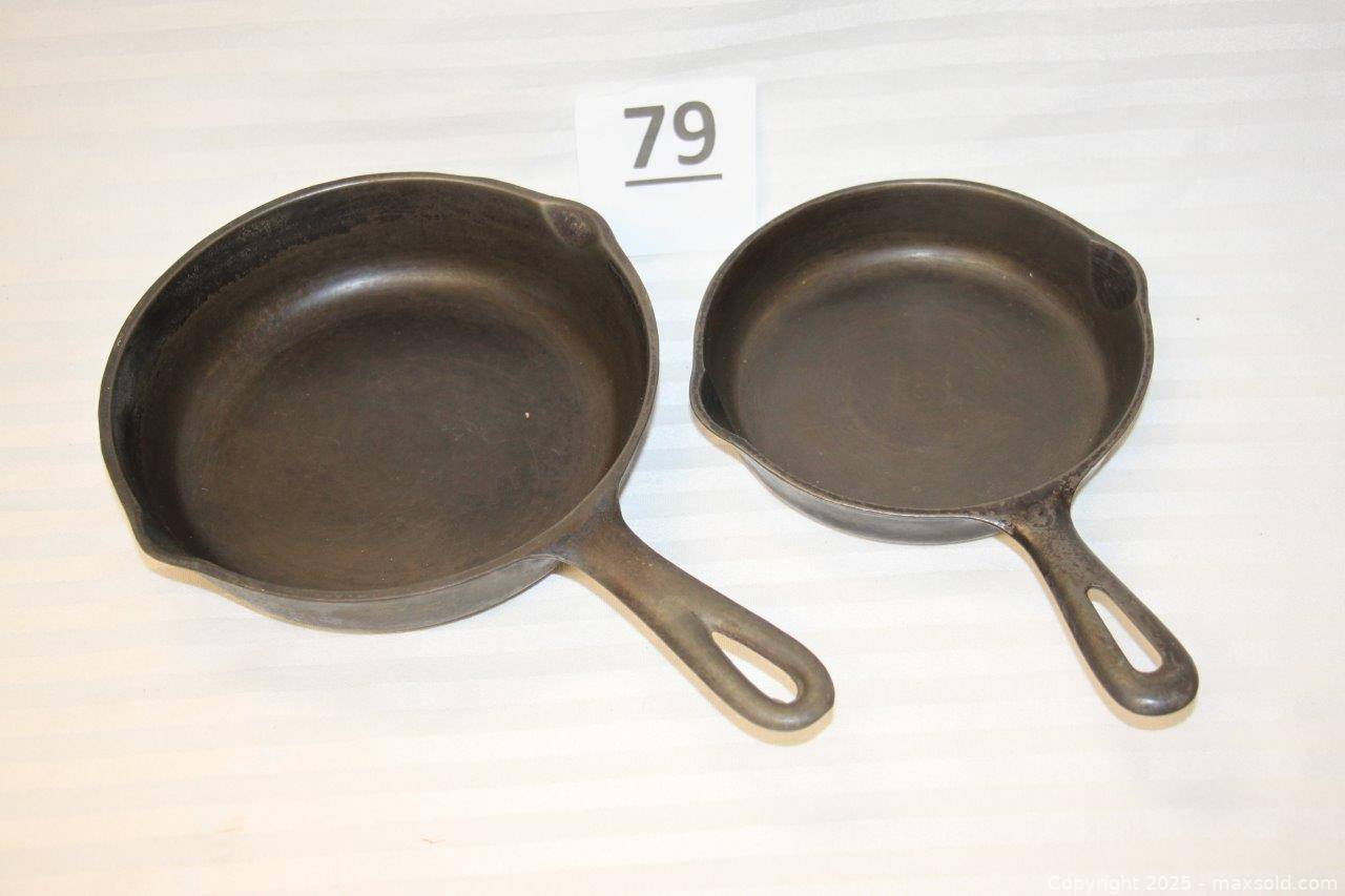 Two Small Heavy-Duty Cast-Iron Frying Pan Skillets | Phoenixville ...