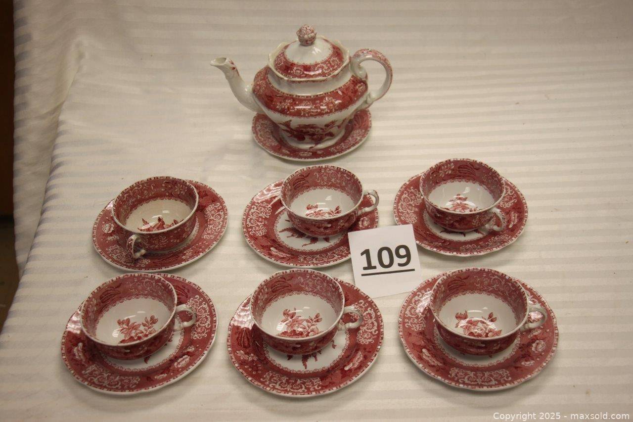 Vintage Spode Pink Copeland “Camilla” Teapot, Teacups, and Plates ...