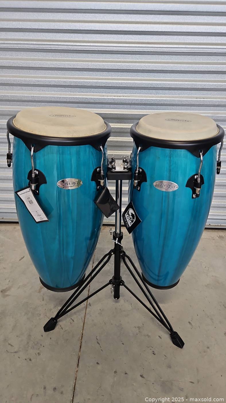 Synergy Bahama Blue Conga Drums with Stand | Harris County (Texas, USA) PARTNER MANAGED ...