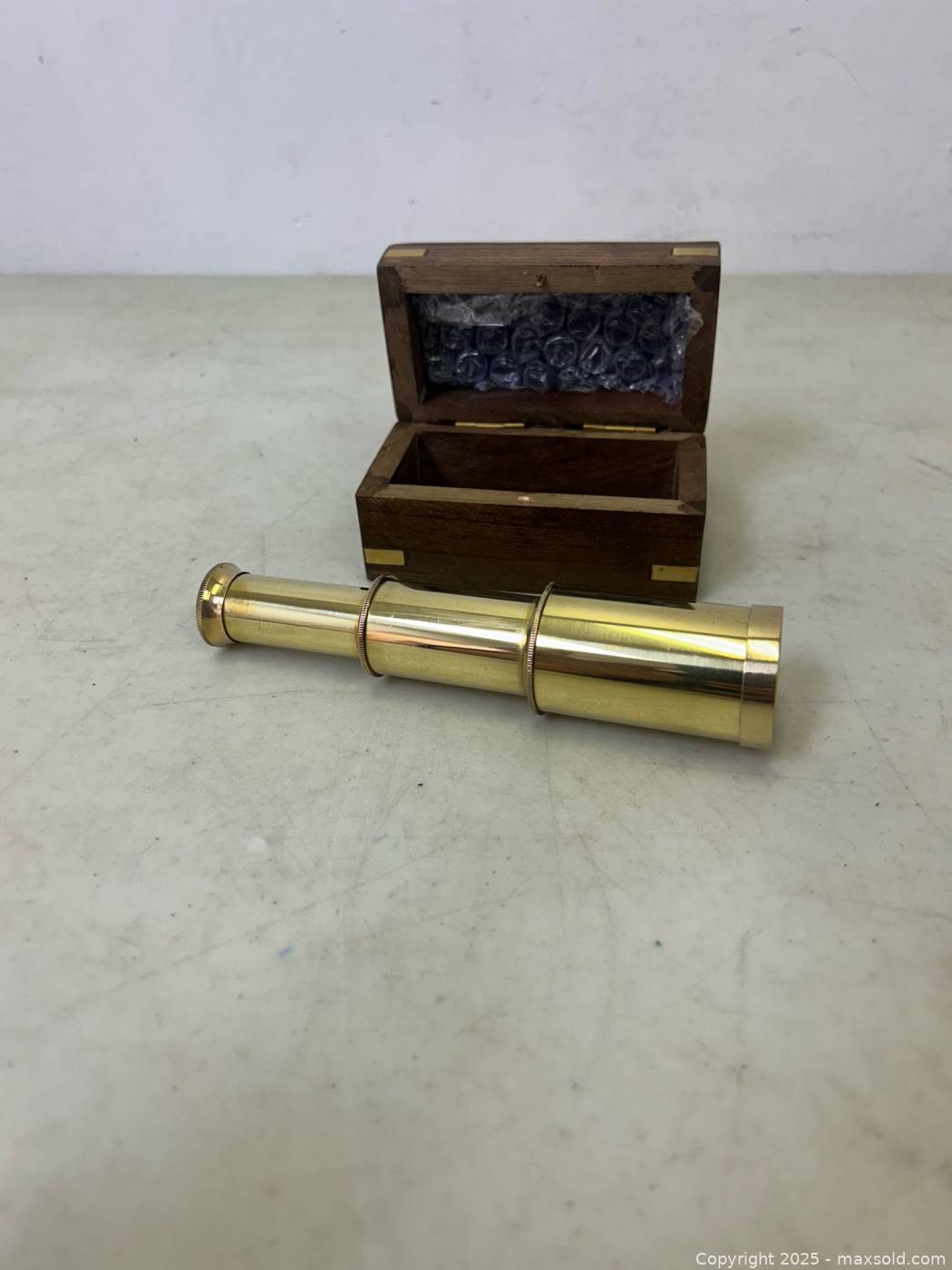 6" Solid Brass Handheld Telescope - Nautical Pirate Spy Glass with Wood ...