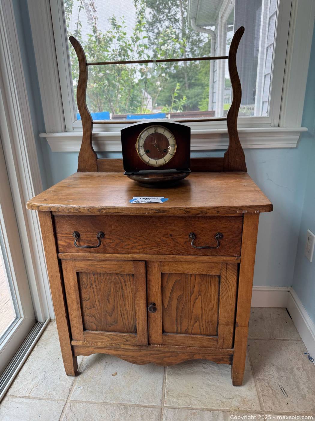 Antique Oak Hutch with Antique John Wanamaker Clock | Framingham ...