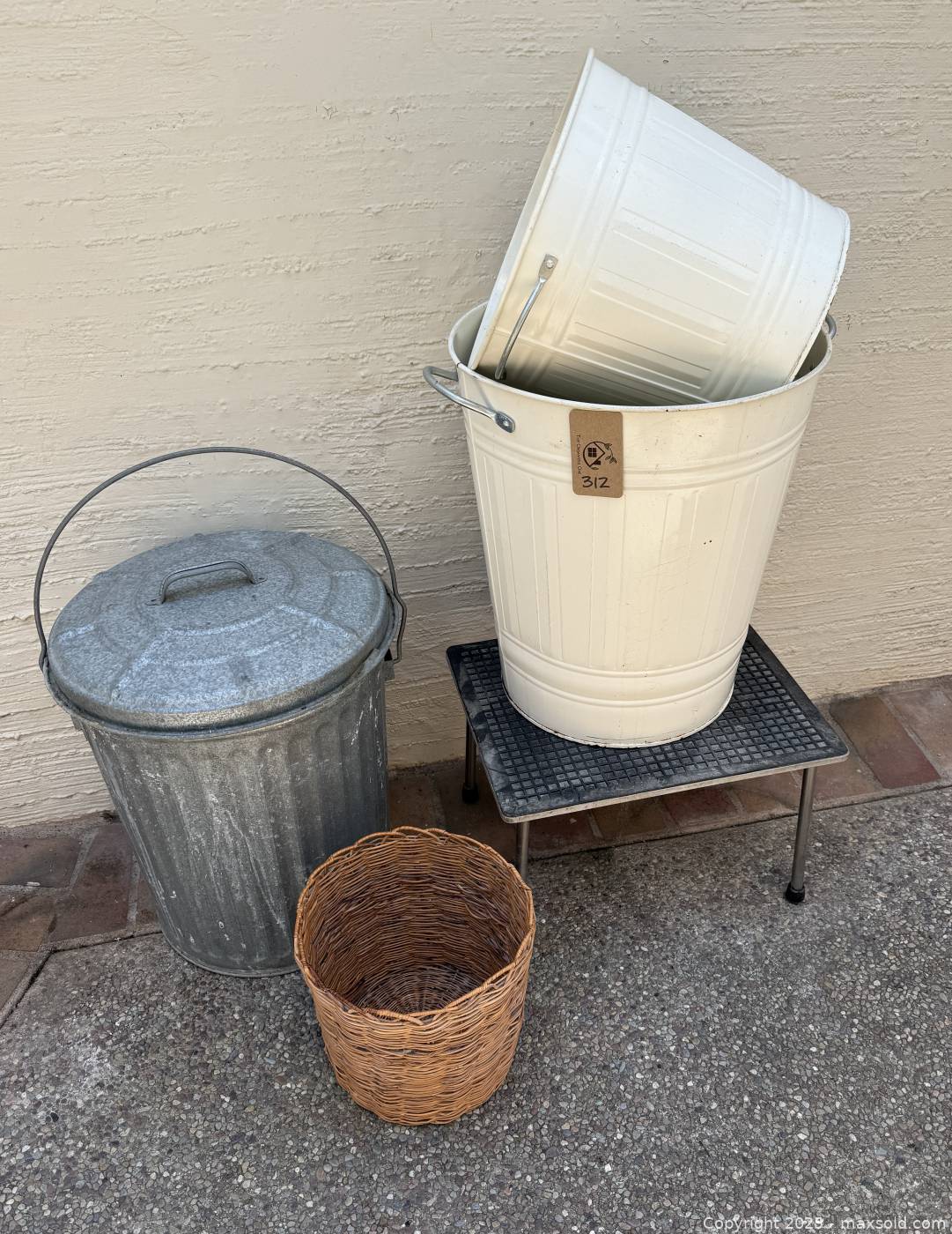 Bins, Vintage Waste Baskets and Step Stool | Piedmont (California, USA ...