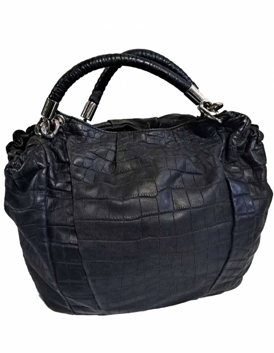Michael Kors Grey Alligator Skin Pattern Leather Handbag (Large ...