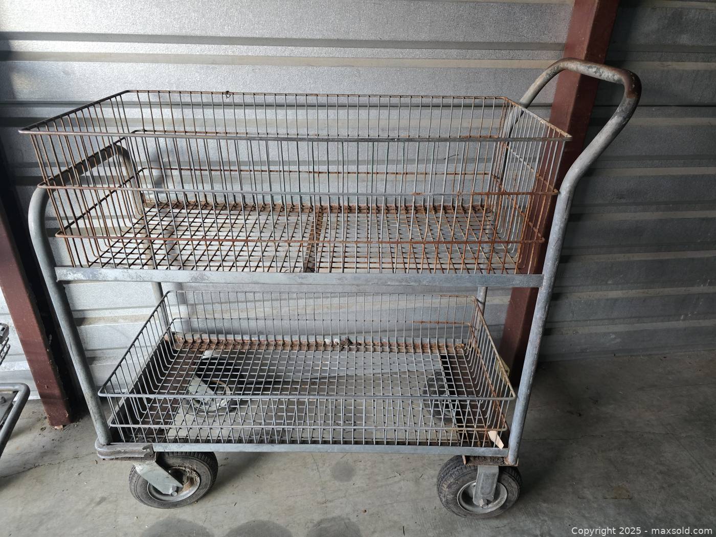 Vintage Commercial/Industrial Warehouse top/bottom baskets metal cart ...