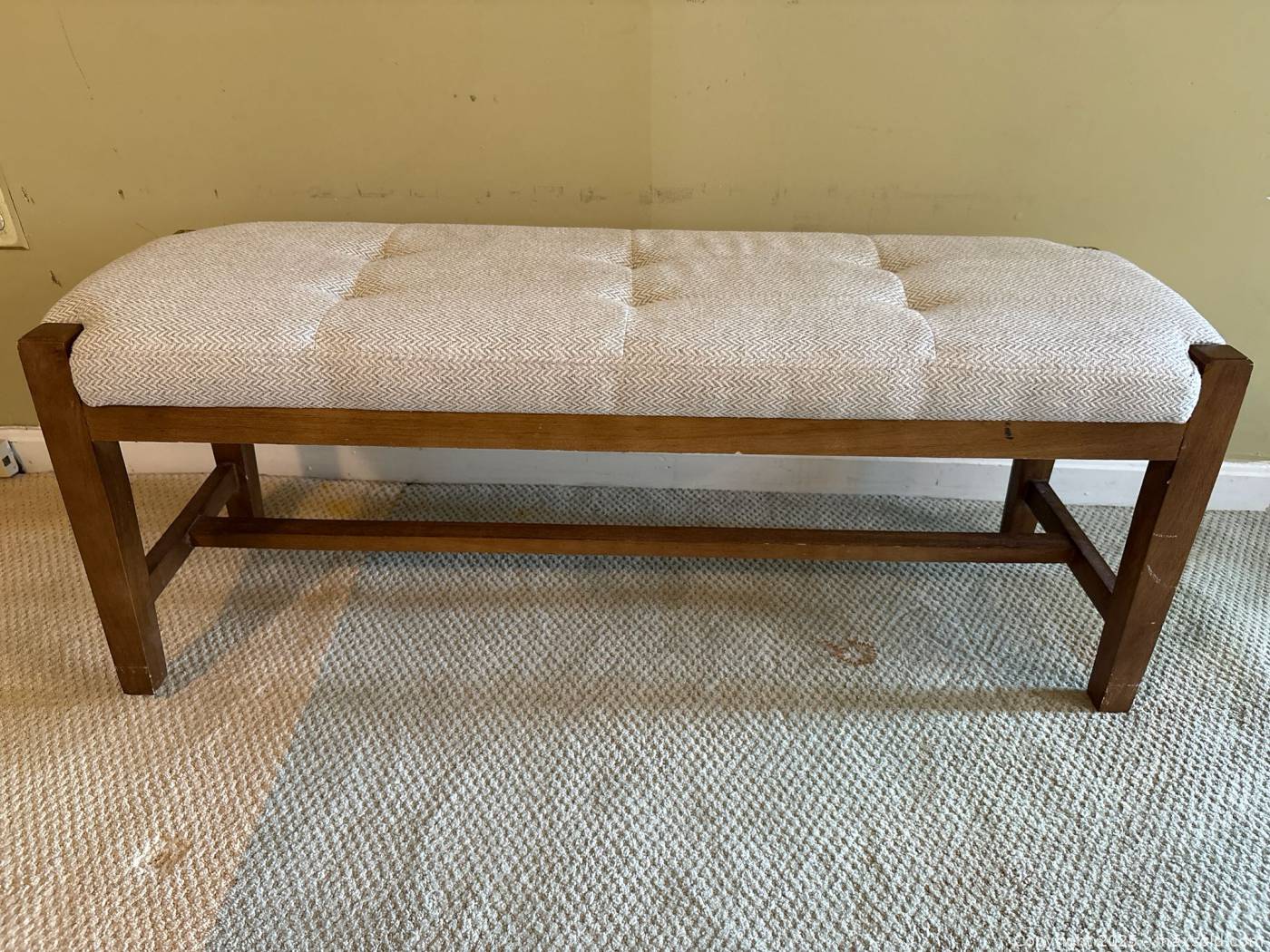 Grey Chevron Upholstered Wood Hall Bench | Alexandria (Virginia, USA ...