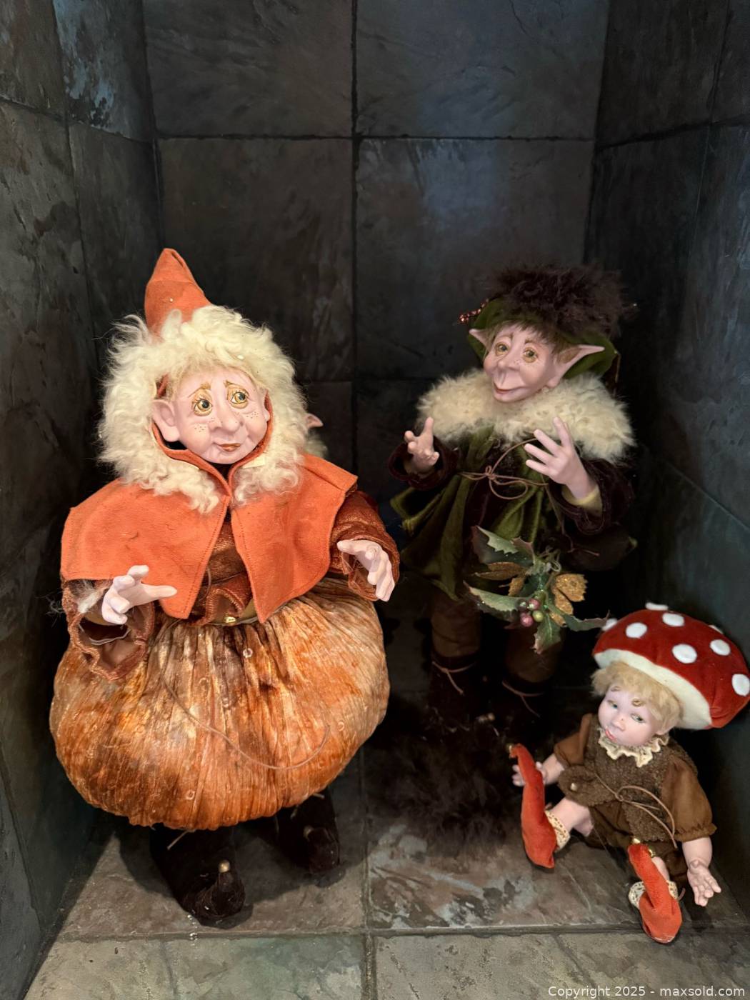 Vintage Large Standing Elves Goblins Figures Dolls FUNGO Montedragone ...