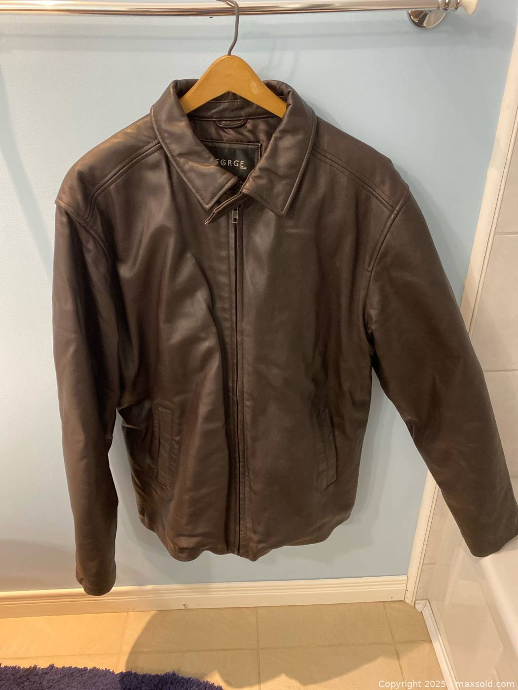 George Men's Medium Dark Brown Genuine Leather Jacket | Victoria ...