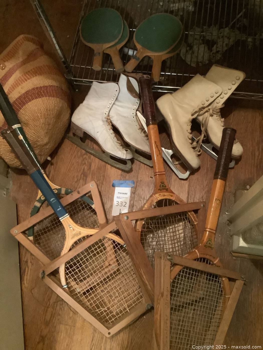 Vintage Tennis Rackets, Ice Skates & Table Tennis Paddles Lot | North ...