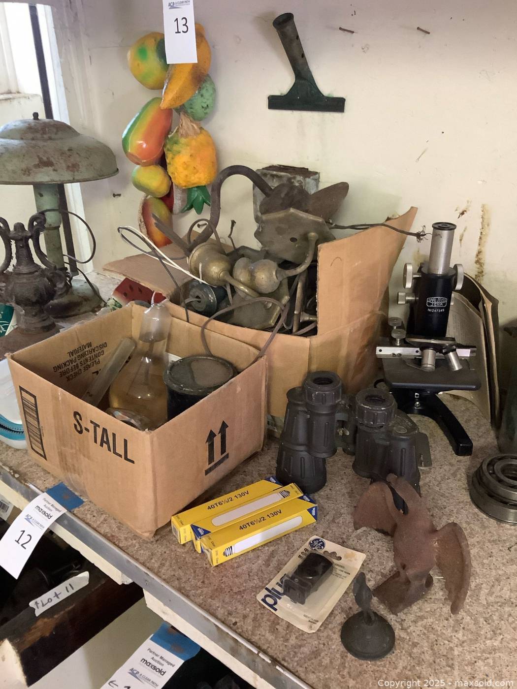 Vintage Lamp, Microscope & Assorted Optical Instruments Lot | North ...