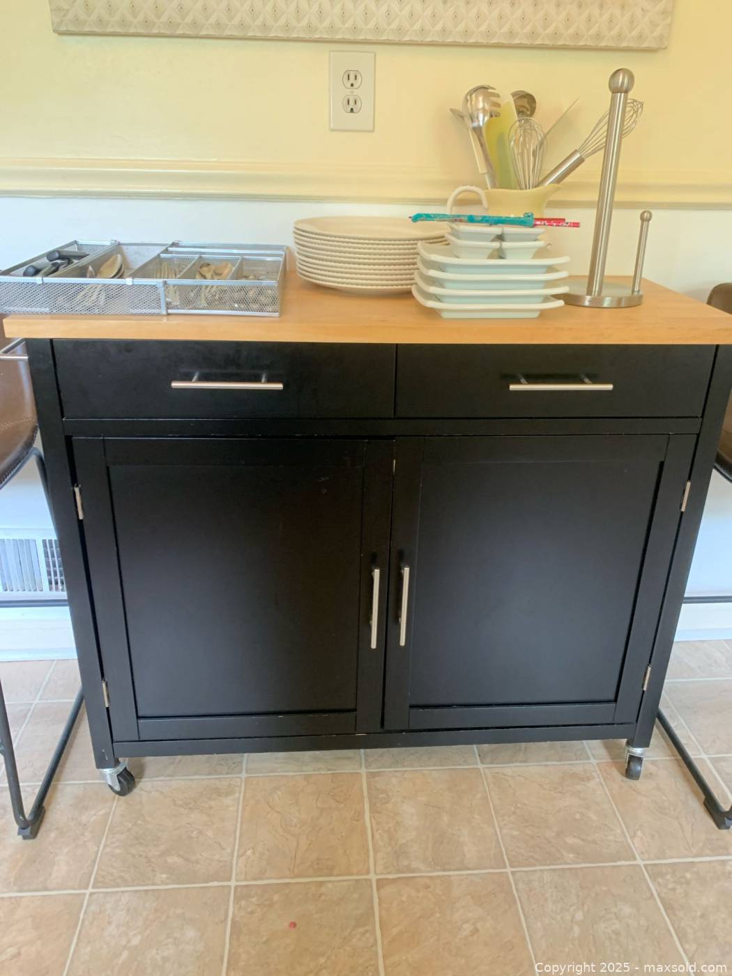 Butcher block kitchen cart on wheels | Bethesda (Maryland, USA) SELLER ...