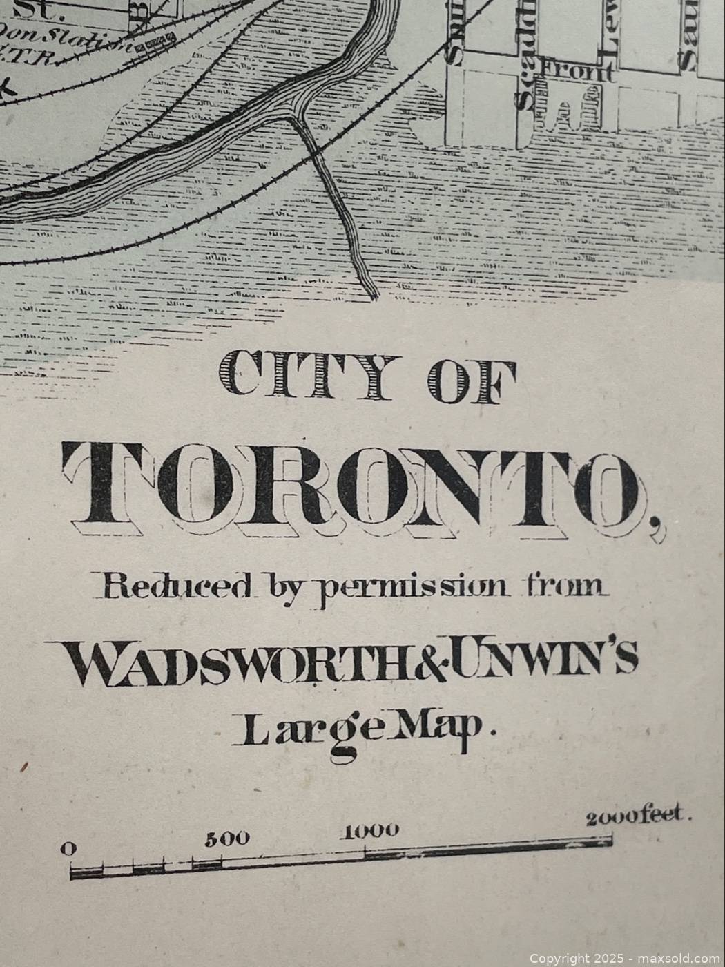 Toronto City Plan. Oroiginal Antique Coulored Map of the city of ...