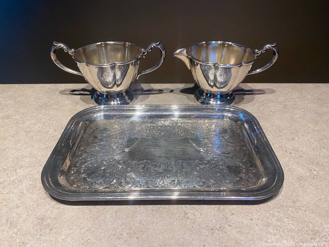 Vintage William Rogers Silver-Plated Cream & Sugar Set with Engraved ...