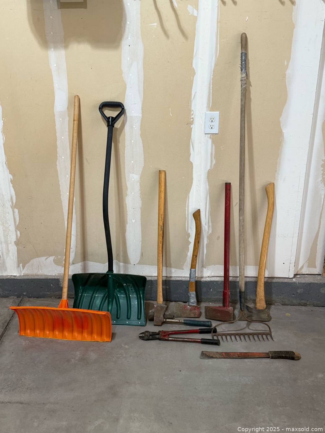 Rake, Axes, Bolt Cutter, Snow Shovel, Collapsible Trash Container ...